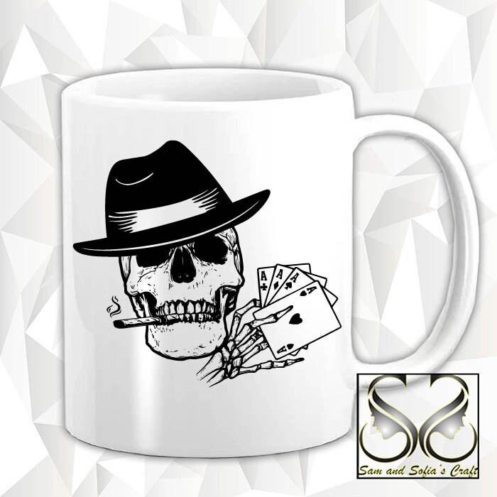 Skull With 4 Aces Svg Png Skull Gambler Svg Skull Holding 4 Aces Cards ...