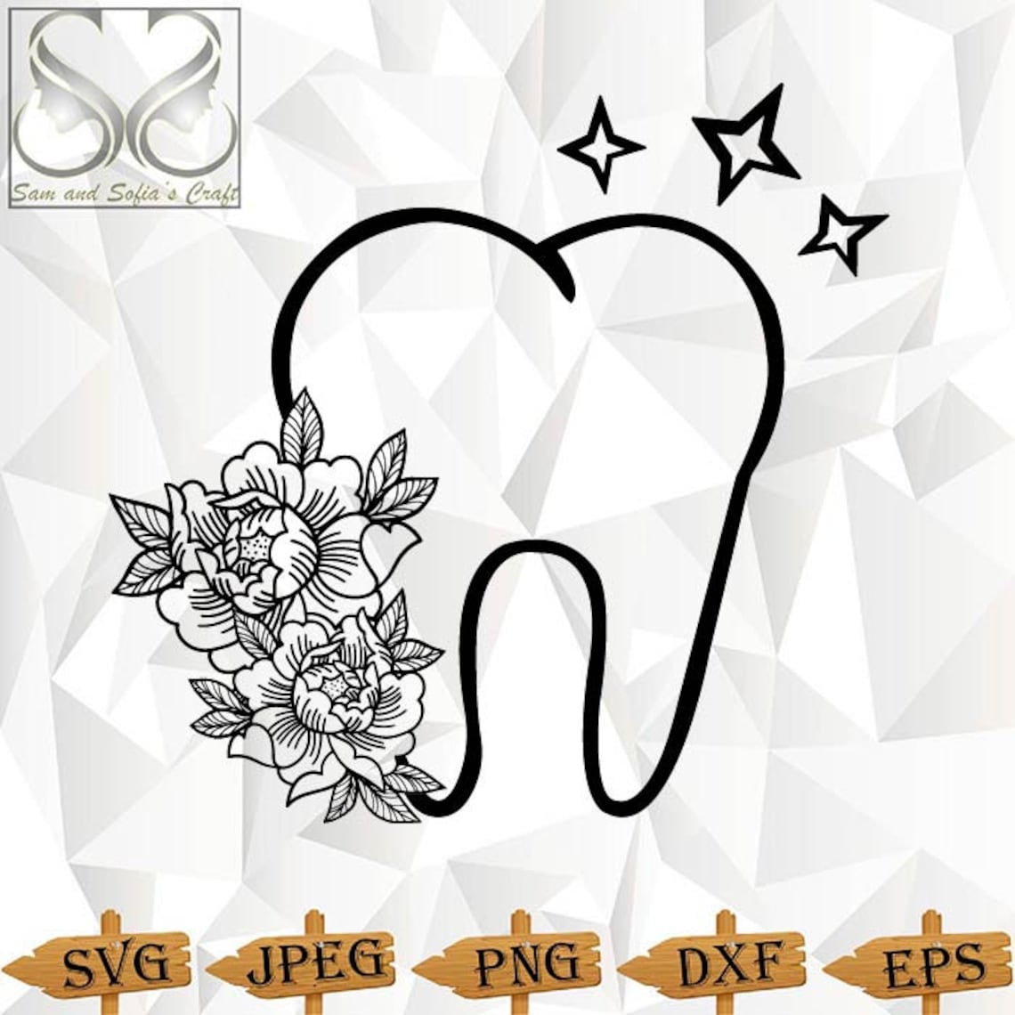 Floral Tooth Svg Tooth Svg Flower Svg Dentist SVG Floral Dentist Svg ...