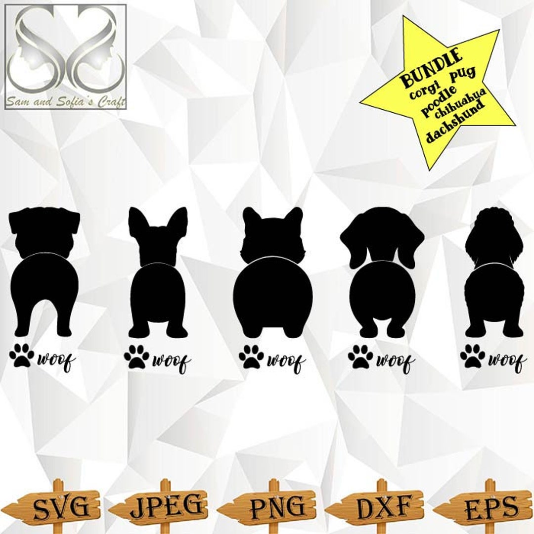 Dog Butt Bundle Svg Png Jpg Dxf Eps | Silhouette Cut File| Cut File for ...