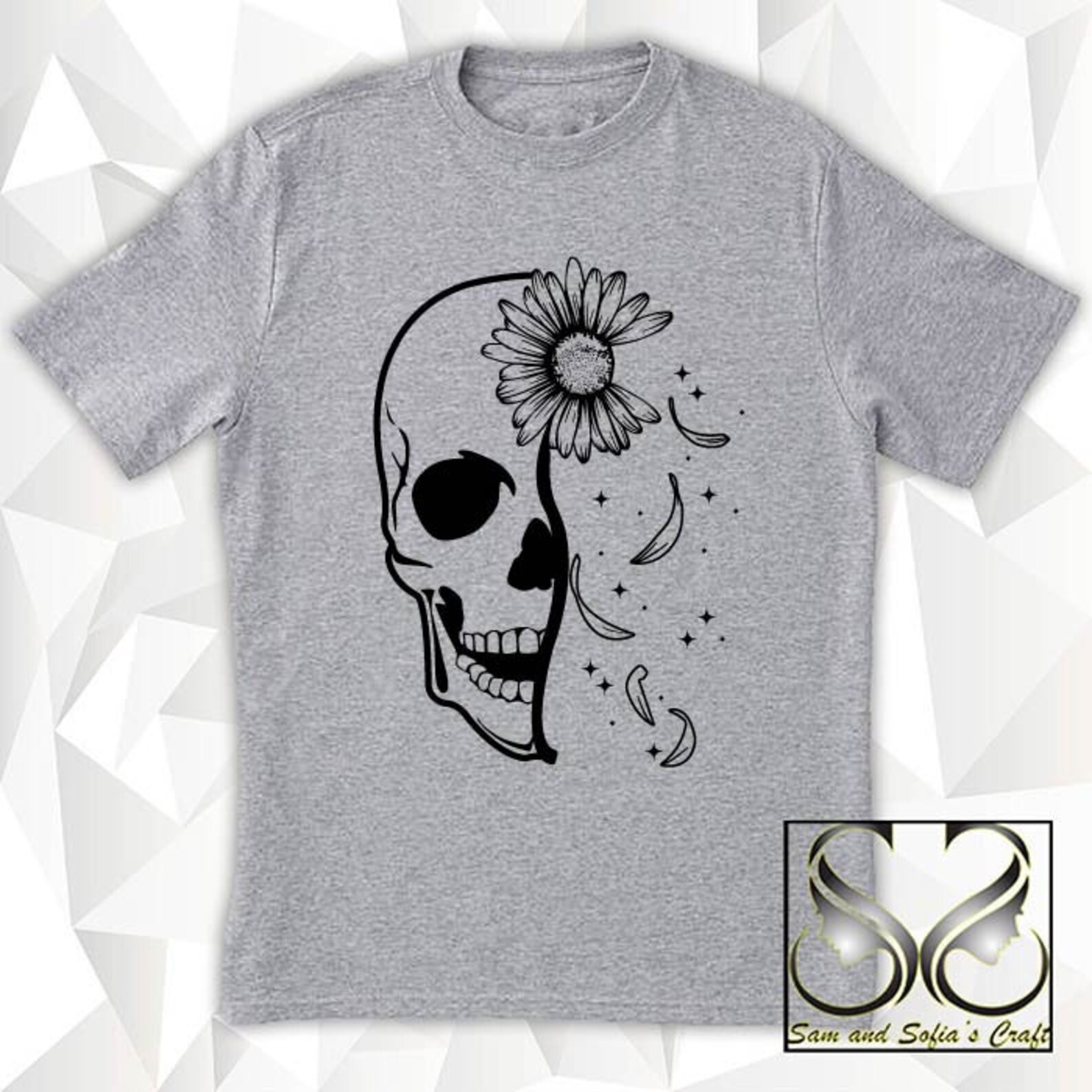 Daisy Skull Svg Png | Skull Svg | Skull With Flower Svg | Floral Skull ...