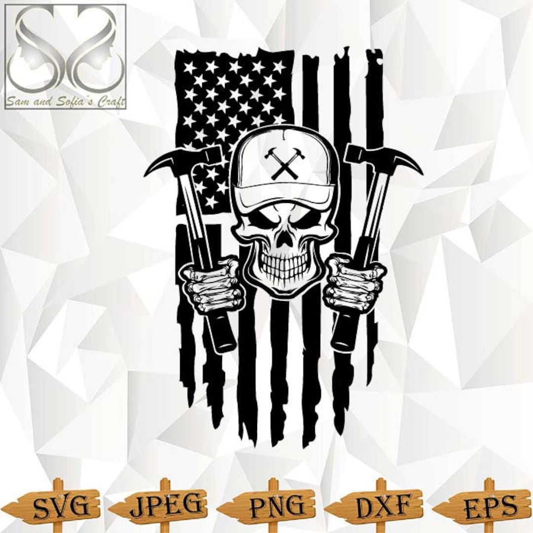 US Carpenter Svg | US Carpenter Skull Svg | Skull Svg | US Repairman ...