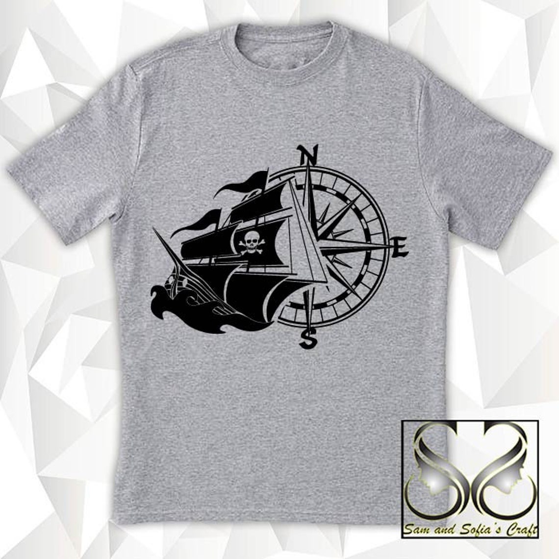 Pirate Ship and Compass Svg Nautical Compass Svg Sea Adventure Svg ...