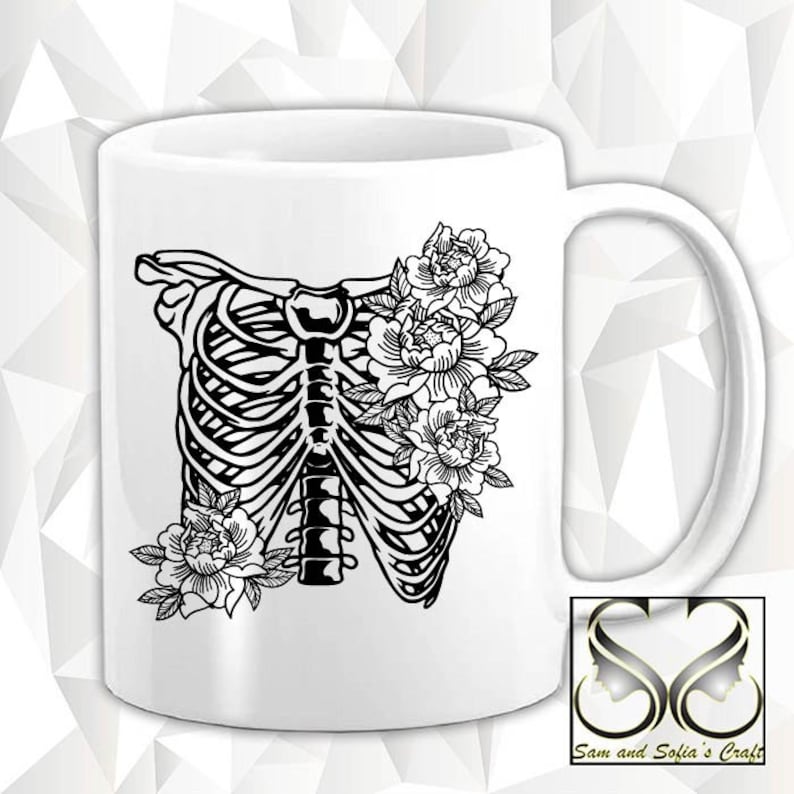 Rib Cage Floral Svg Ribcage Svg Skeleton Flower Svg Skeleton Ribs
