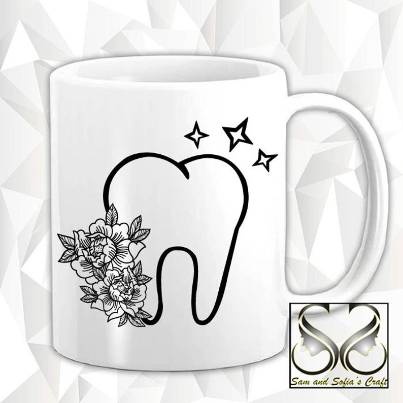 Floral Tooth Svg Tooth Svg Flower Svg Dentist SVG Floral Dentist Svg ...