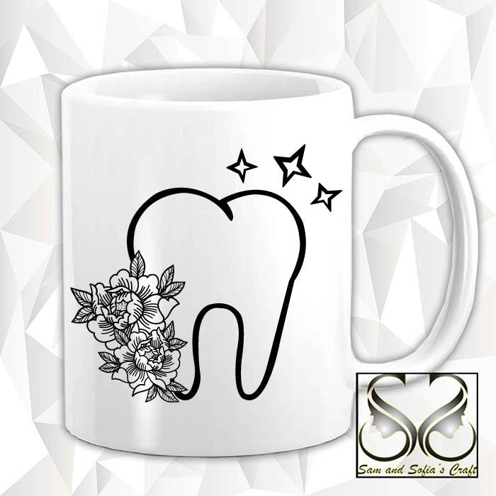 Floral Tooth Svg Tooth Svg Flower Svg Dentist SVG Floral Dentist Svg ...