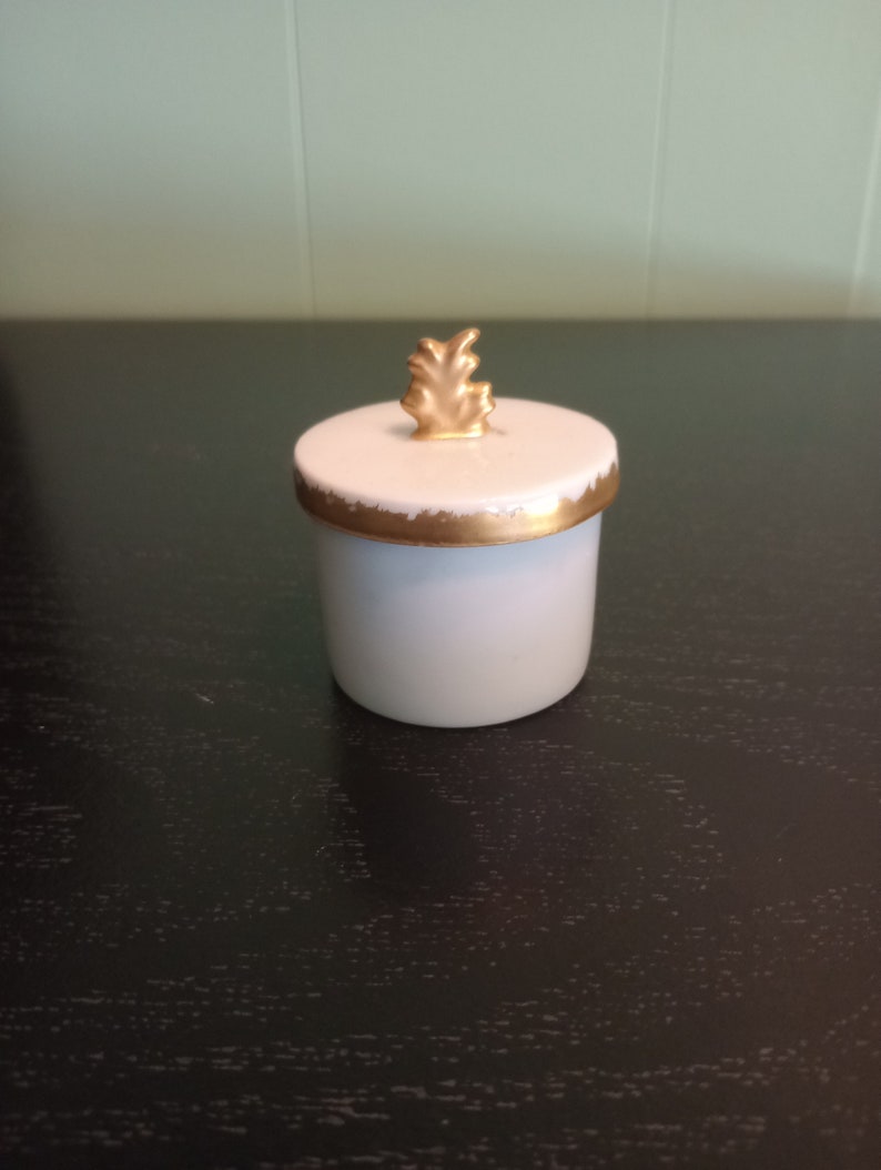 Vintage White and Gold Porcelain Stamp Label Sticker Dispenser, Signed ...