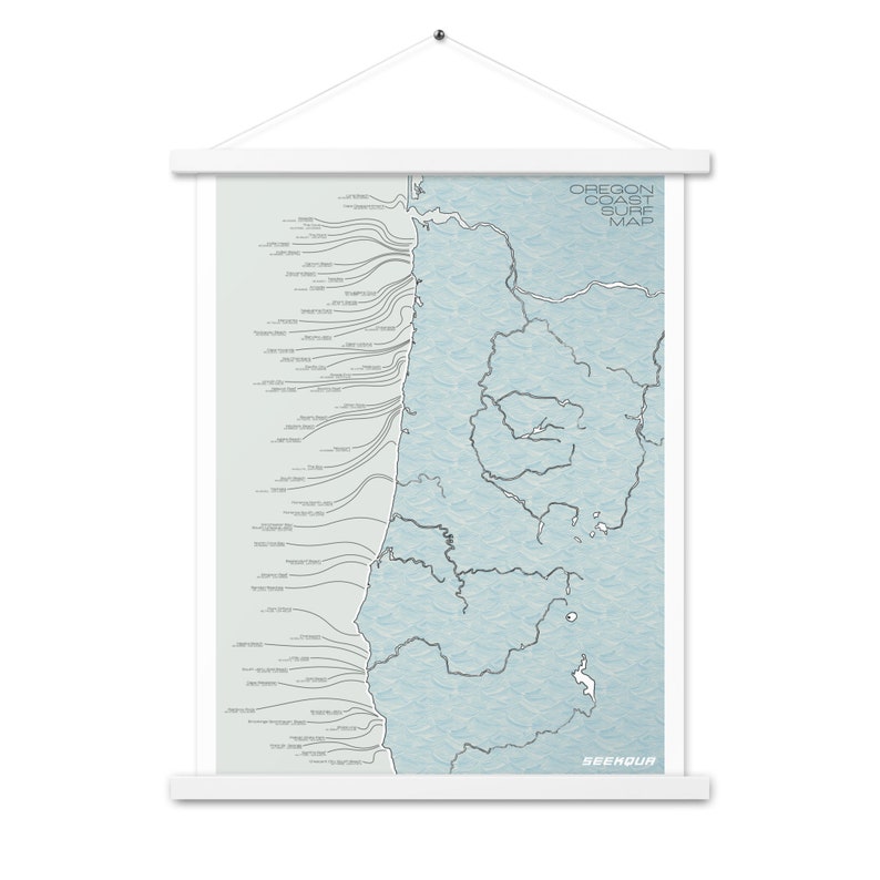 Oregon Coast Surf Map Poster With Hangers - Etsy