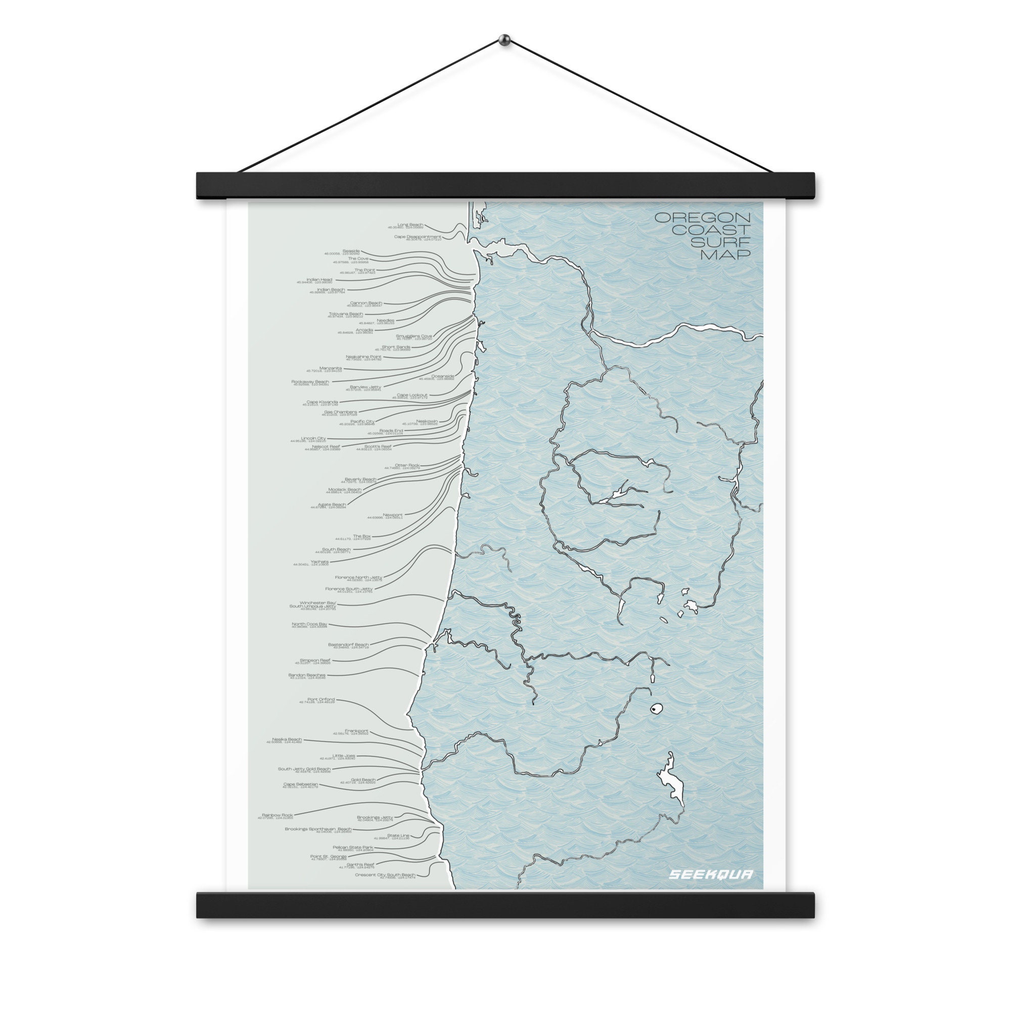Oregon Coast Surf Map Poster With Hangers - Etsy