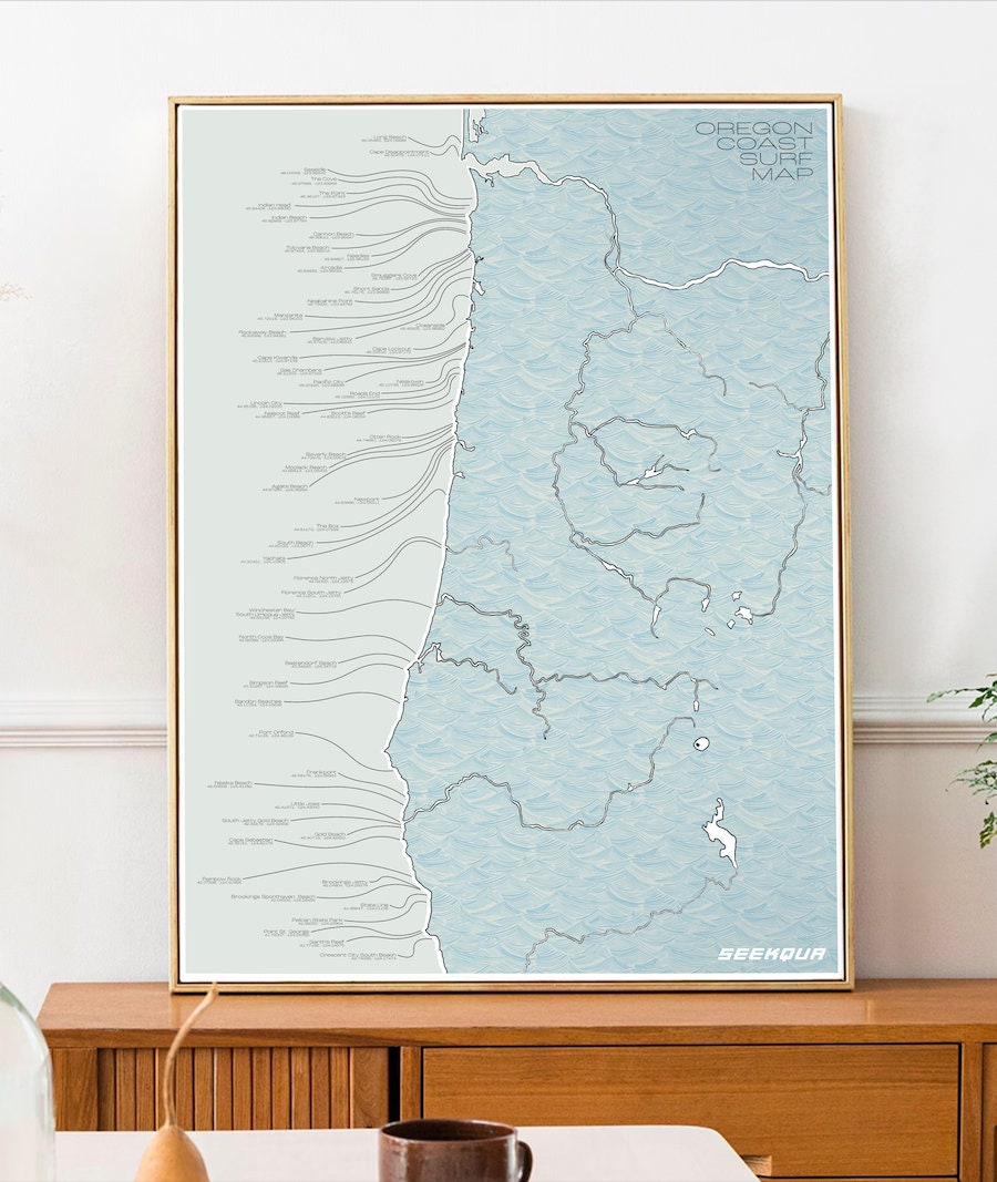 Oregon Coast Surf Map - Etsy