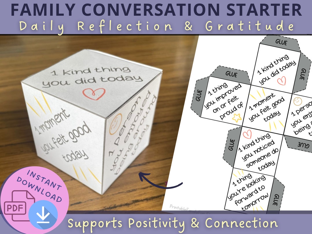 Conversation Starter Gratitude Cube After School - Etsy Australia