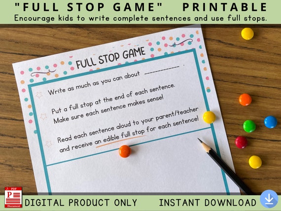 Full Stop Activity Writing Sentences With Full Stops - Etsy