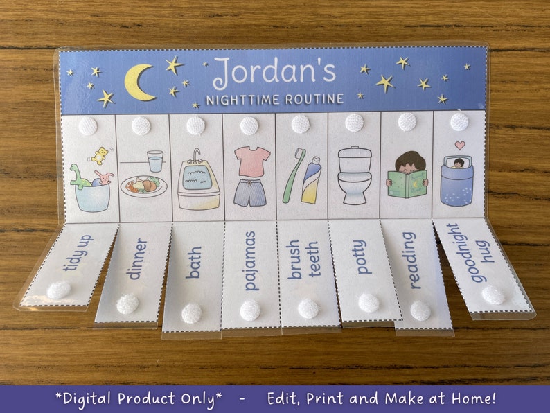 Editable Bedtime Routine Chart Printable Folding / Flip Chart - Etsy UK