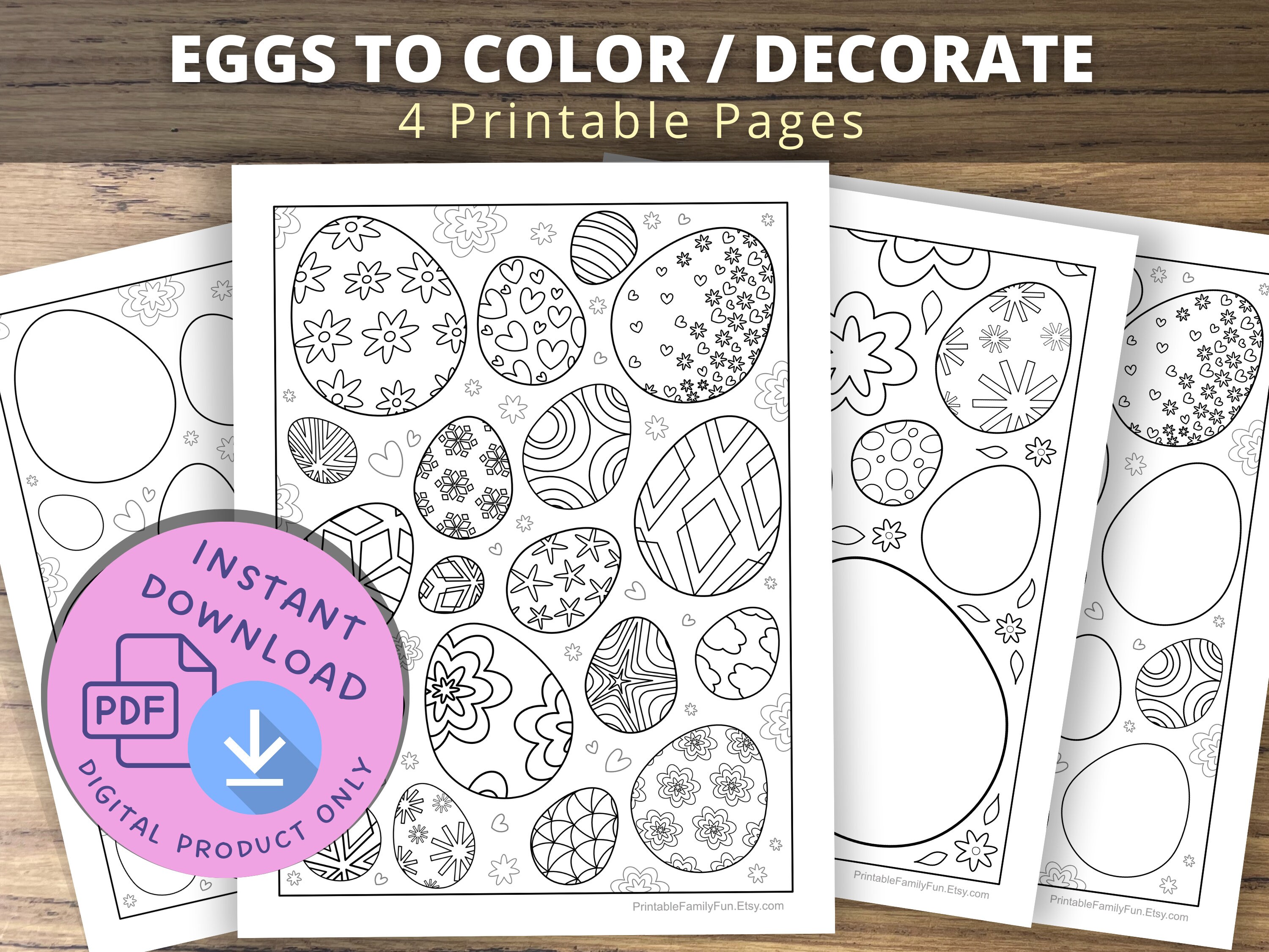 Easter Coloring Pages : Kids Easter Egg Coloring Printable With Blank ...