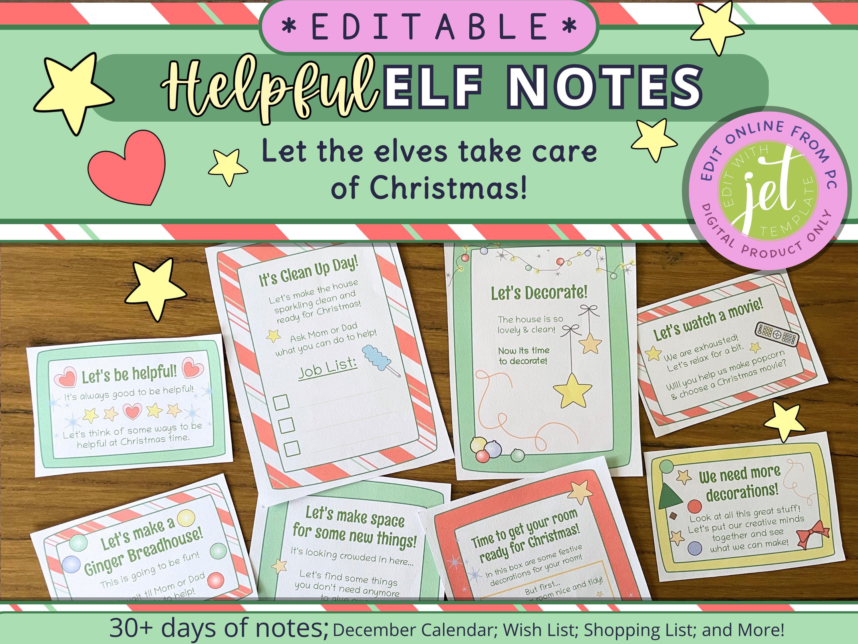 Editable Elf Notes: Printable Elf Kit With Letters From Santa's Helpers ...