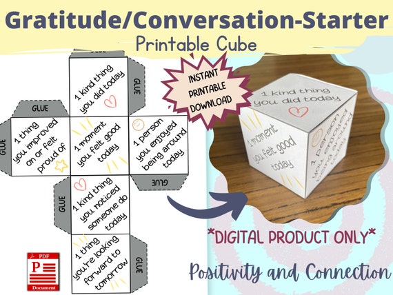 Conversation Starter Gratitude Cube After School - Etsy Australia