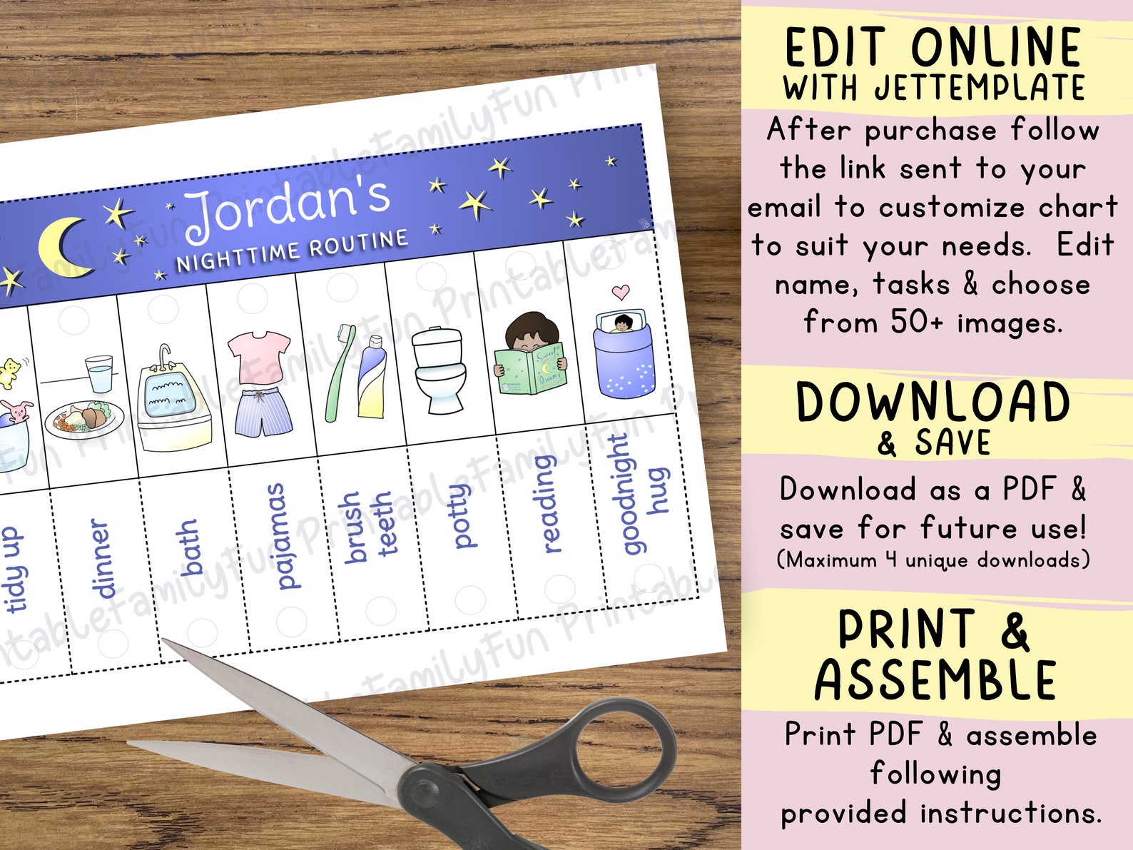 Editable Bedtime Routine Chart Printable Folding / Flip Chart - Etsy Canada