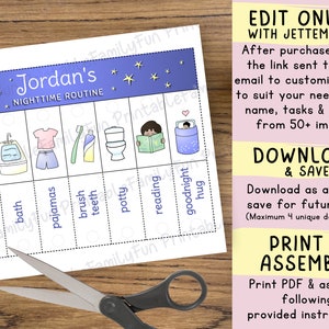 Editable Bedtime Routine Chart Printable Folding / Flip Chart - Etsy