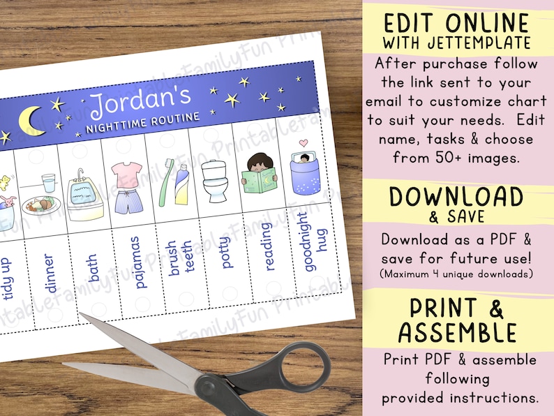 Editable Bedtime Routine Chart Printable Folding / Flip Chart - Etsy ...