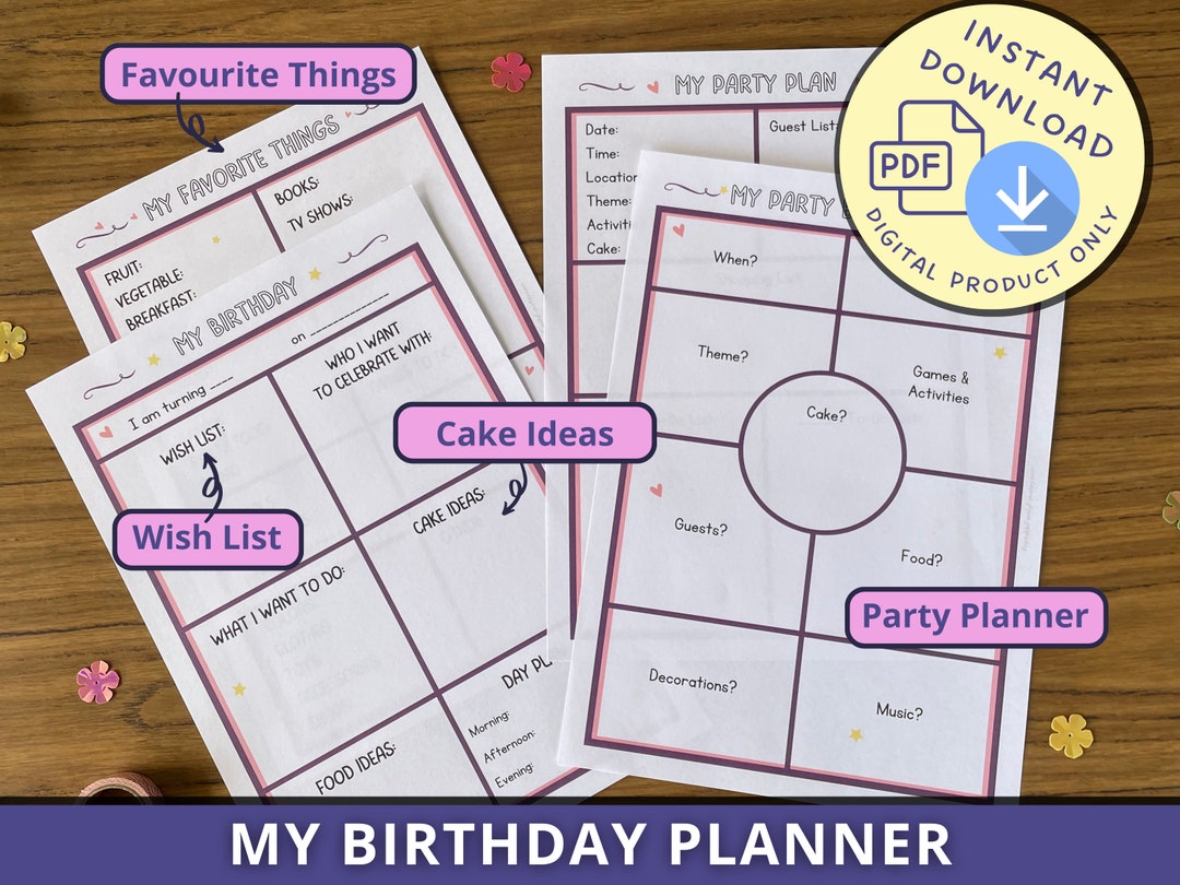 Birthday Wish List and Party Planner, Printable, for Kids, With My ...