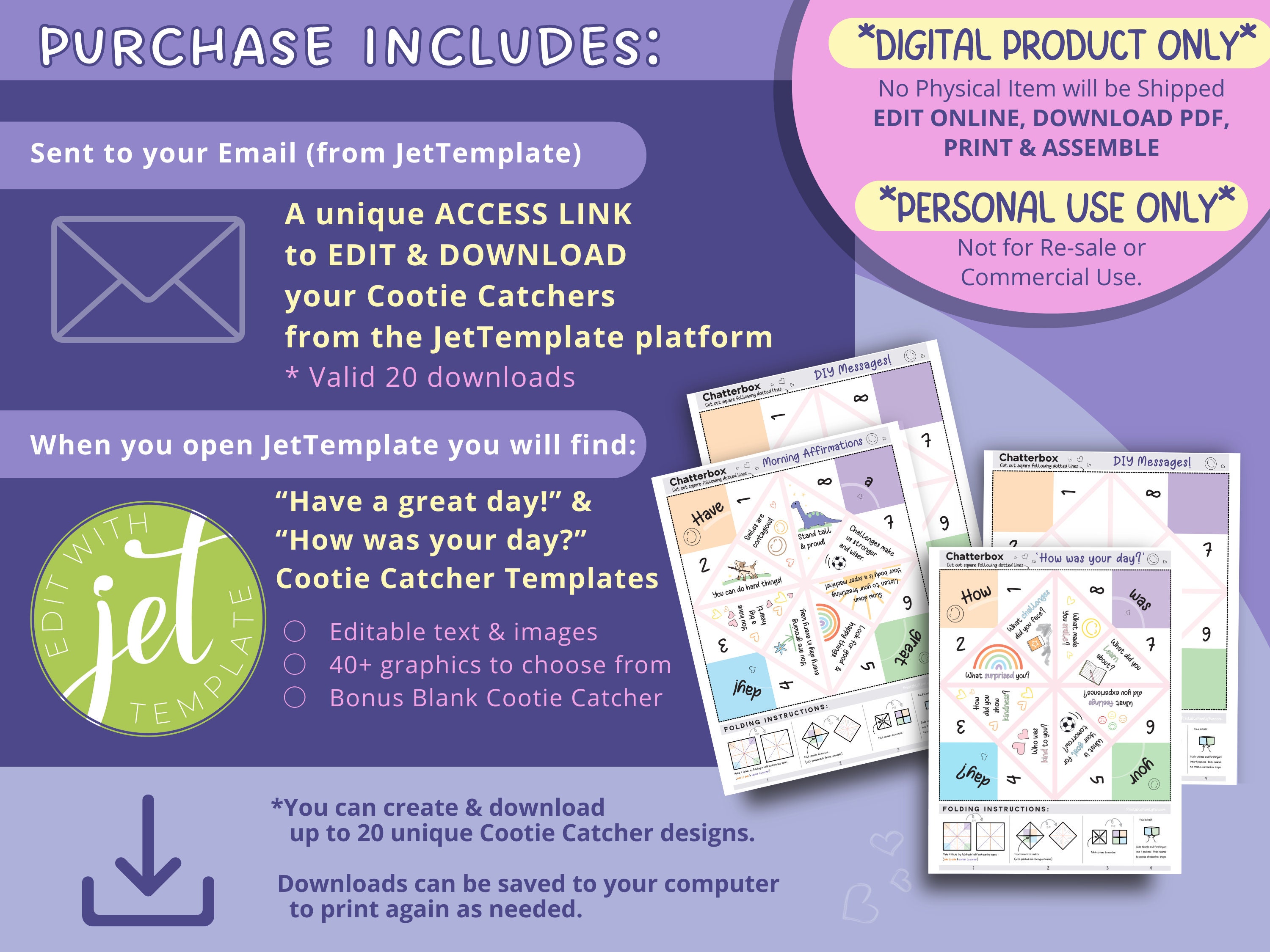 Editable Cootie Catcher Template, Paper Toy, Printable Games for Kids ...