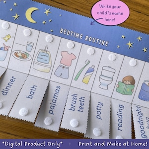 Bedtime Routine Chart, Printable Folding / Flip Chart : Kids Daily ...