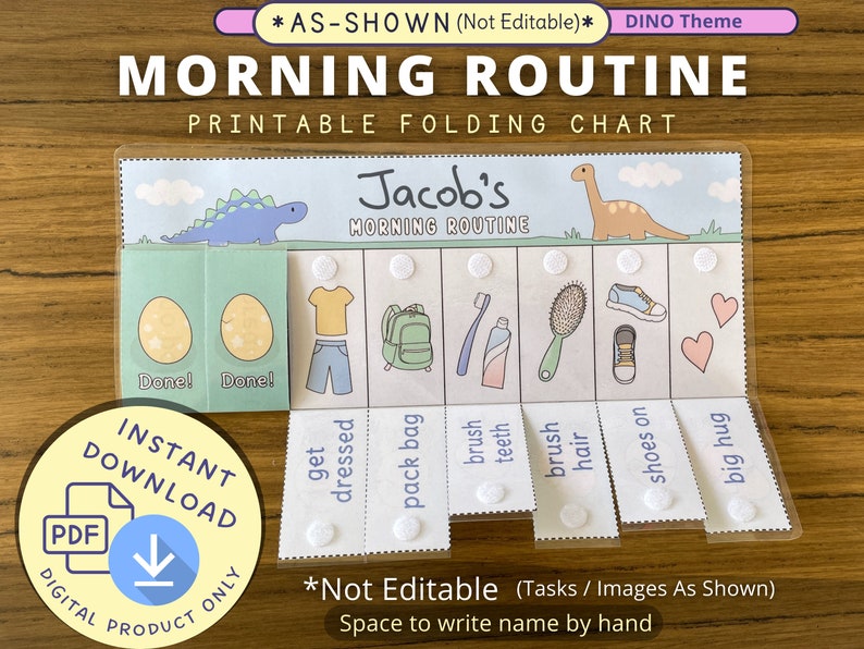 Morning Routine Chart, Printable Folding / Flip Chart : Kids Daily ...
