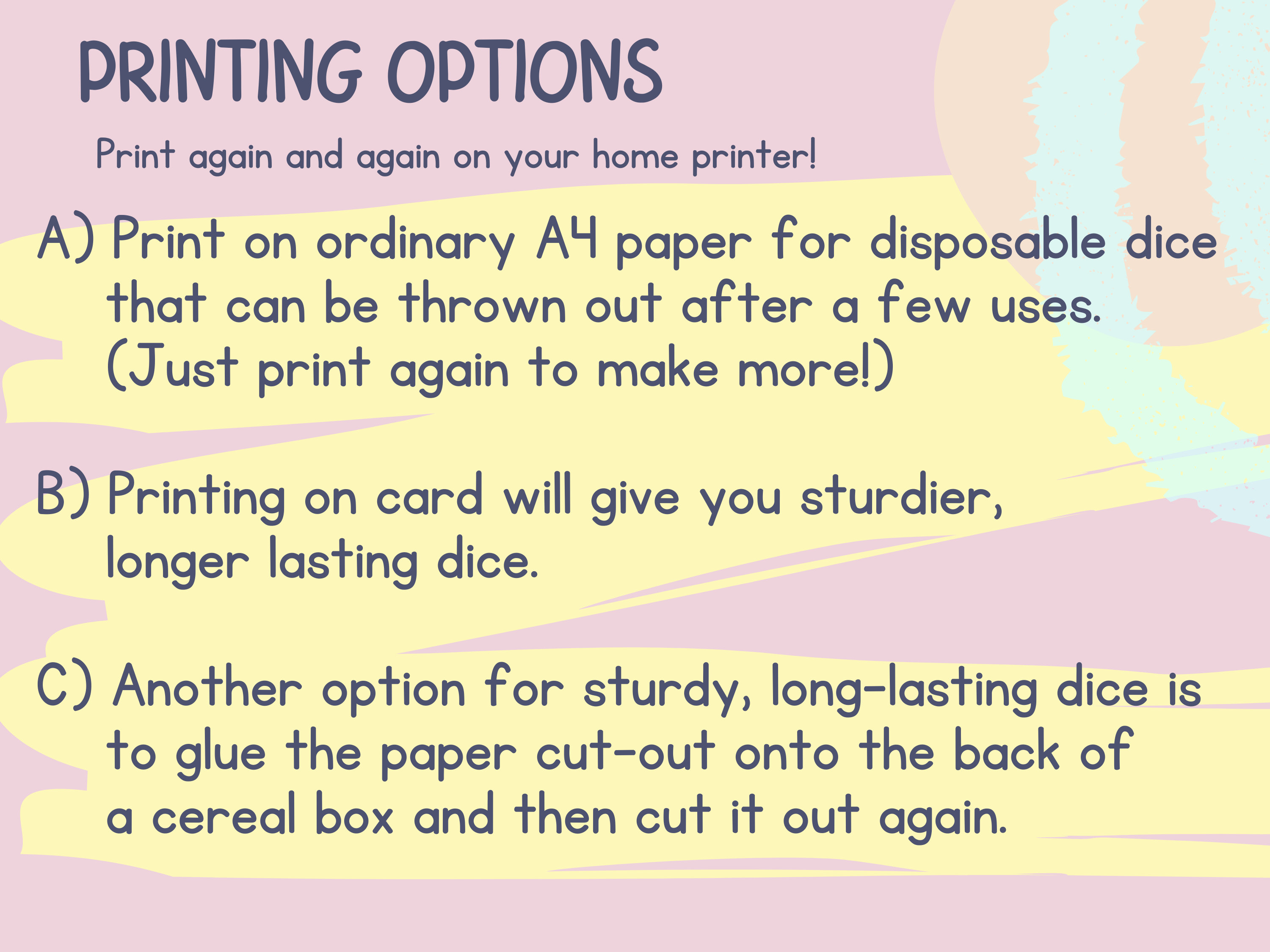 Printable Dice, Dice Template, Kids Maths Worksheet, Paper Craft Kit ...