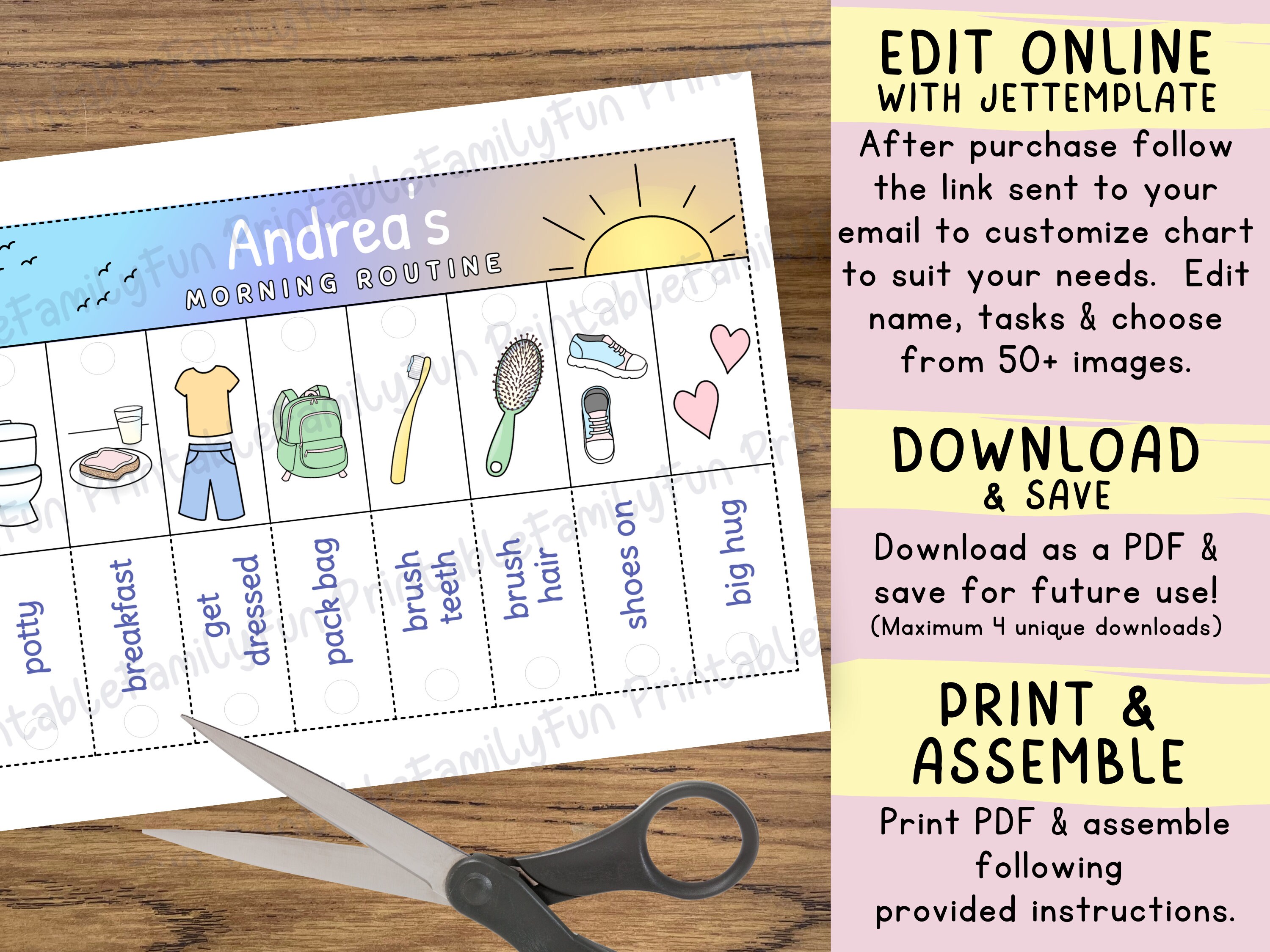 Editable Morning Routine Chart Printable Folding / Flip Chart - Etsy ...