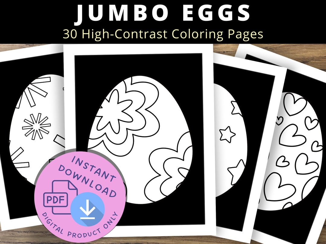 Jumbo Easter Egg Coloring Page: High Contrast, Simple Toddler Craft ...
