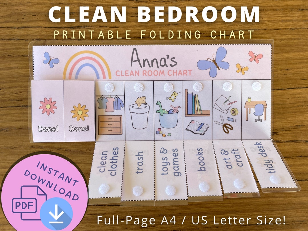 Clean Your Room, Bedroom Pick up Printable Folding Chart, Kids Cleaning ...