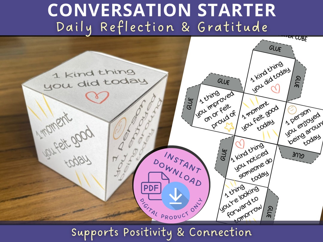 Conversation Starter, Gratitude Cube, After School Reconnection ...