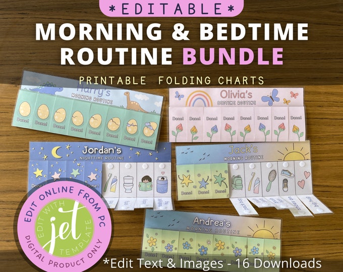 Bedtime Routine Chart, Printable Folding / Flip Chart : Kids Daily ...