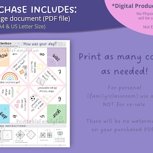 How Was Your Day? Cootie Catcher Printable, Paper Toy, Printable Games ...