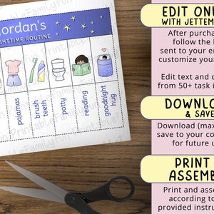 Editable Bedtime Routine Chart, Printable Folding / Flip Chart : Kids ...