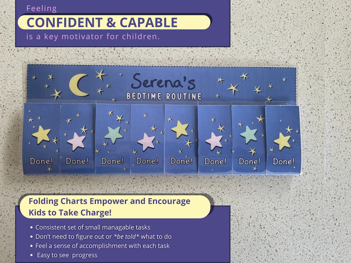 Bedtime Routine Chart, Printable Folding / Flip Chart : Kids Daily ...