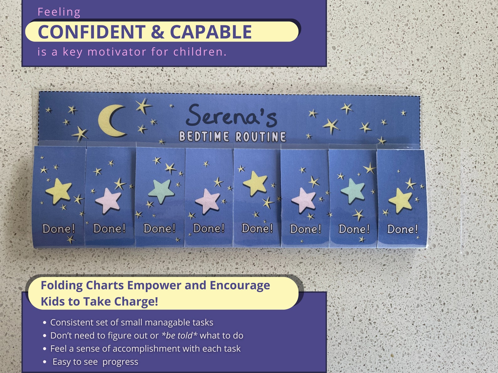 Bedtime Routine Chart, Printable Folding / Flip Chart : Kids Daily ...