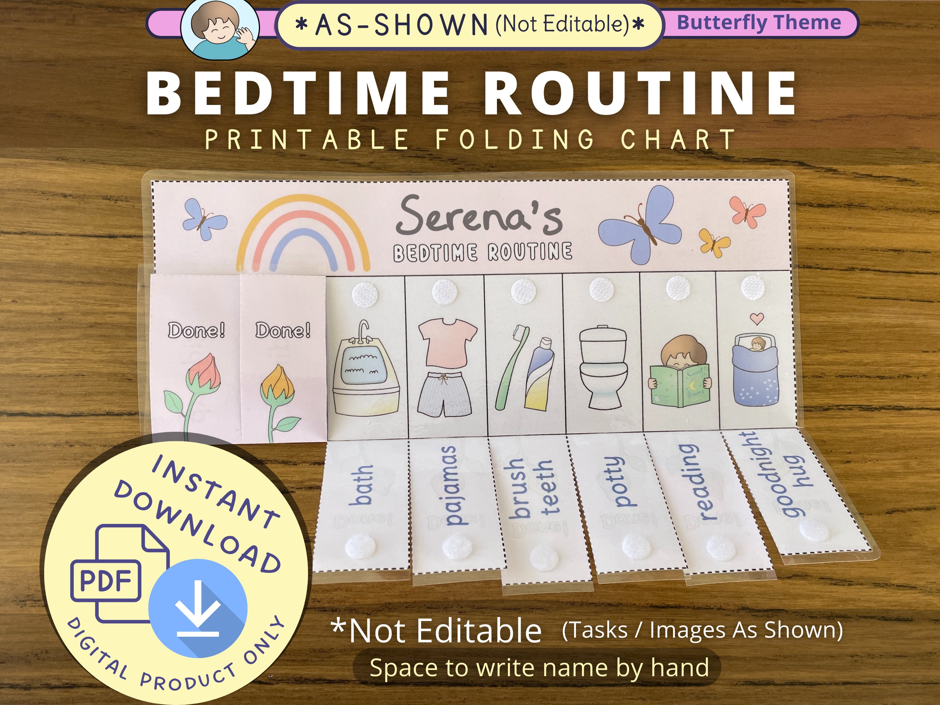 Bedtime Routine Chart, Printable Folding Flip Chart, kids daily ...