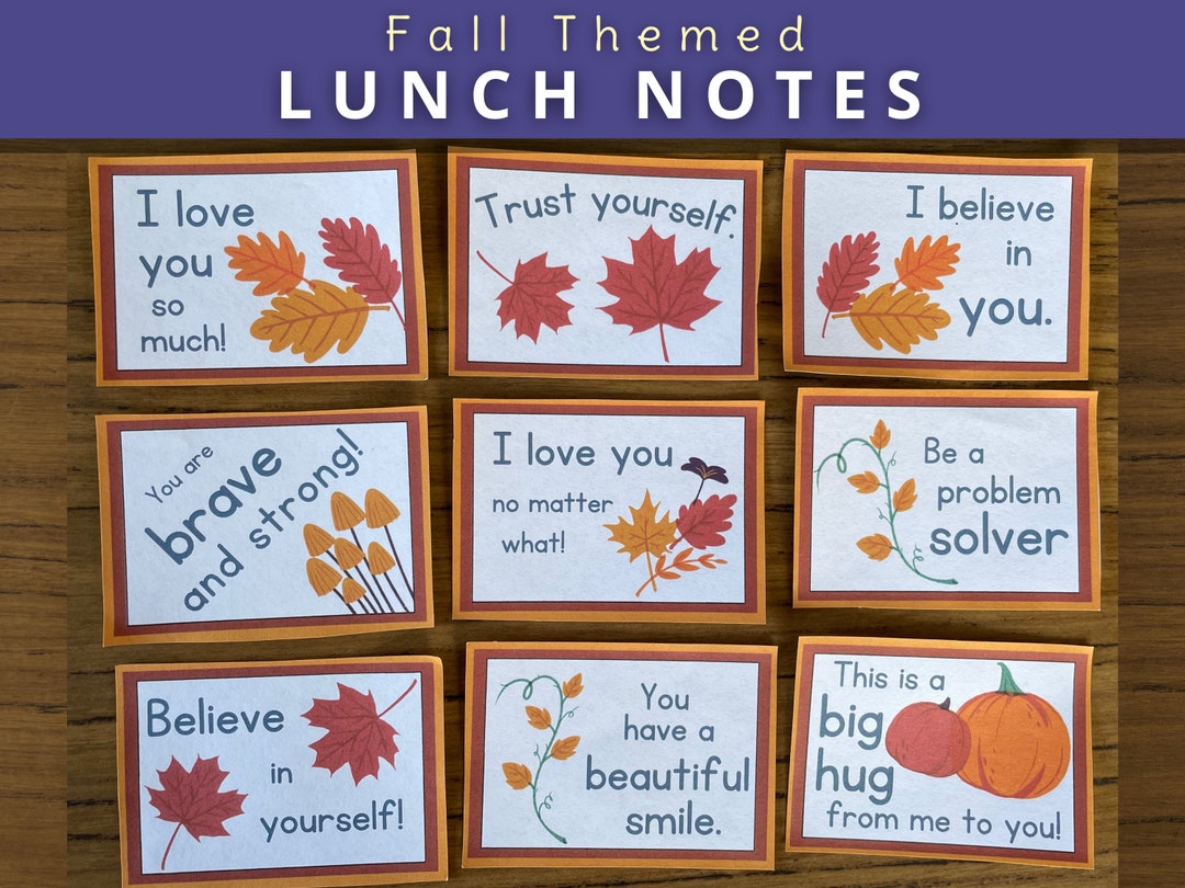 Fall Theme Printable Lunchbox Notes, Confidence Boosting, Self Love ...