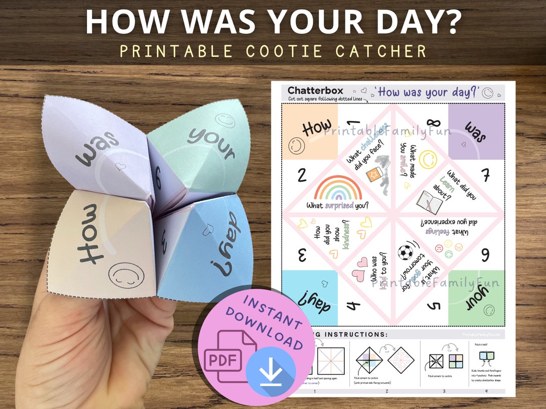 How Was Your Day? Cootie Catcher Printable, Paper Toy, Printable Games ...
