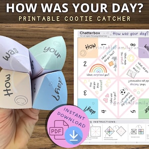 How Was Your Day? Cootie Catcher Printable, Paper Toy, Printable Games ...