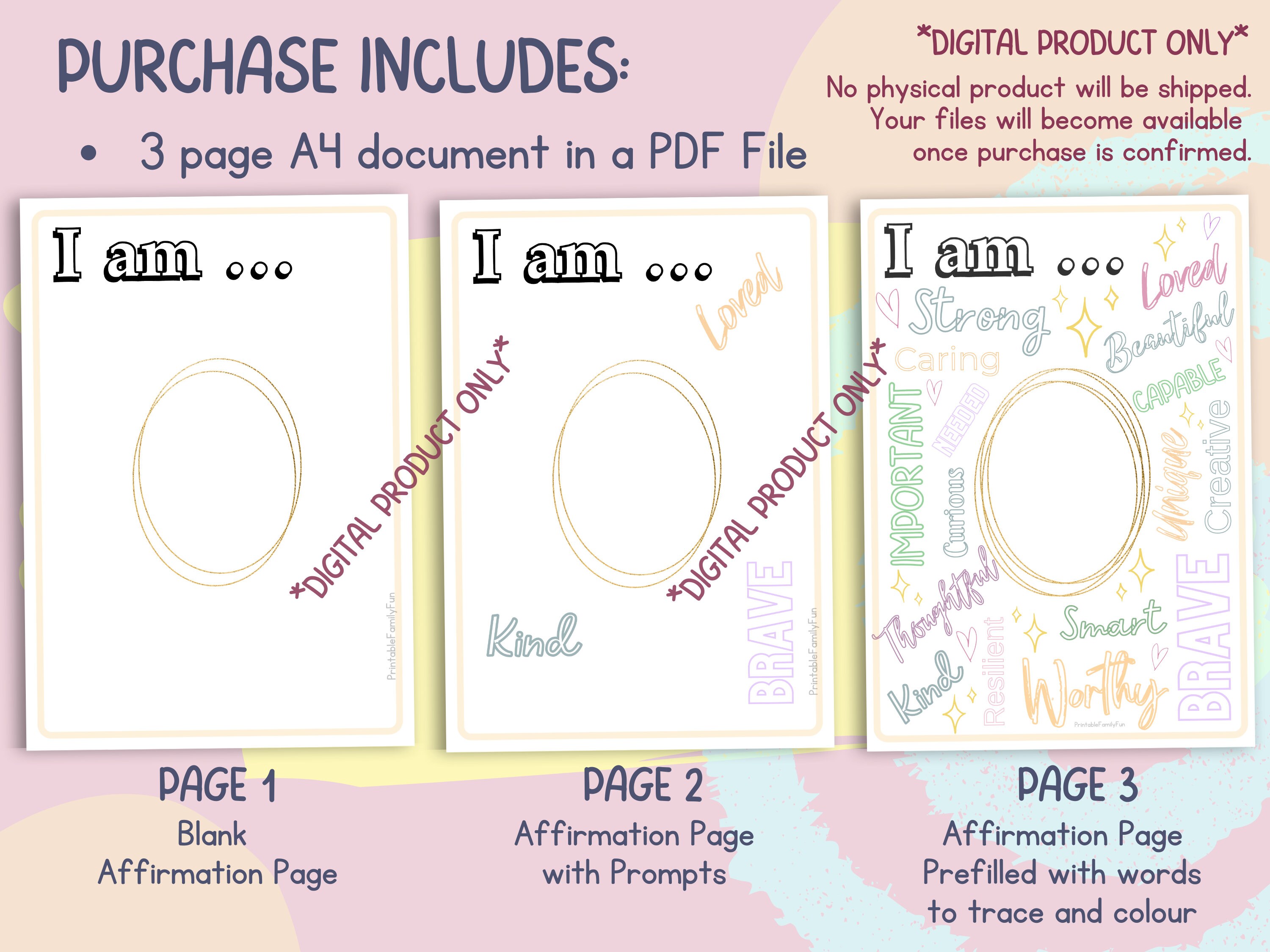 Positive Affirmation Activity for Kids, Printable, Kids Mental Health ...