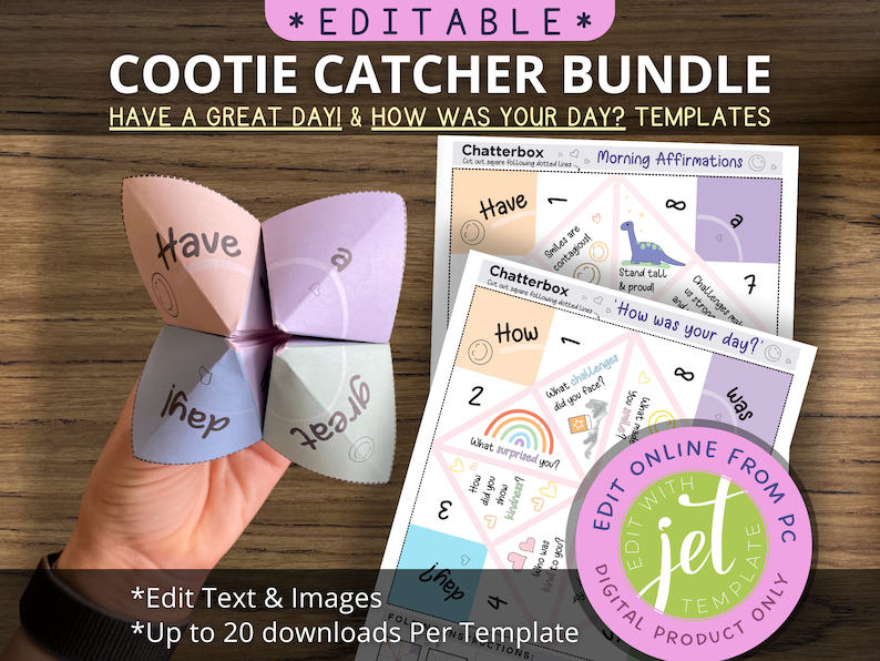 Editable Cootie Catcher Template, Paper Toy, Printable Games for Kids ...