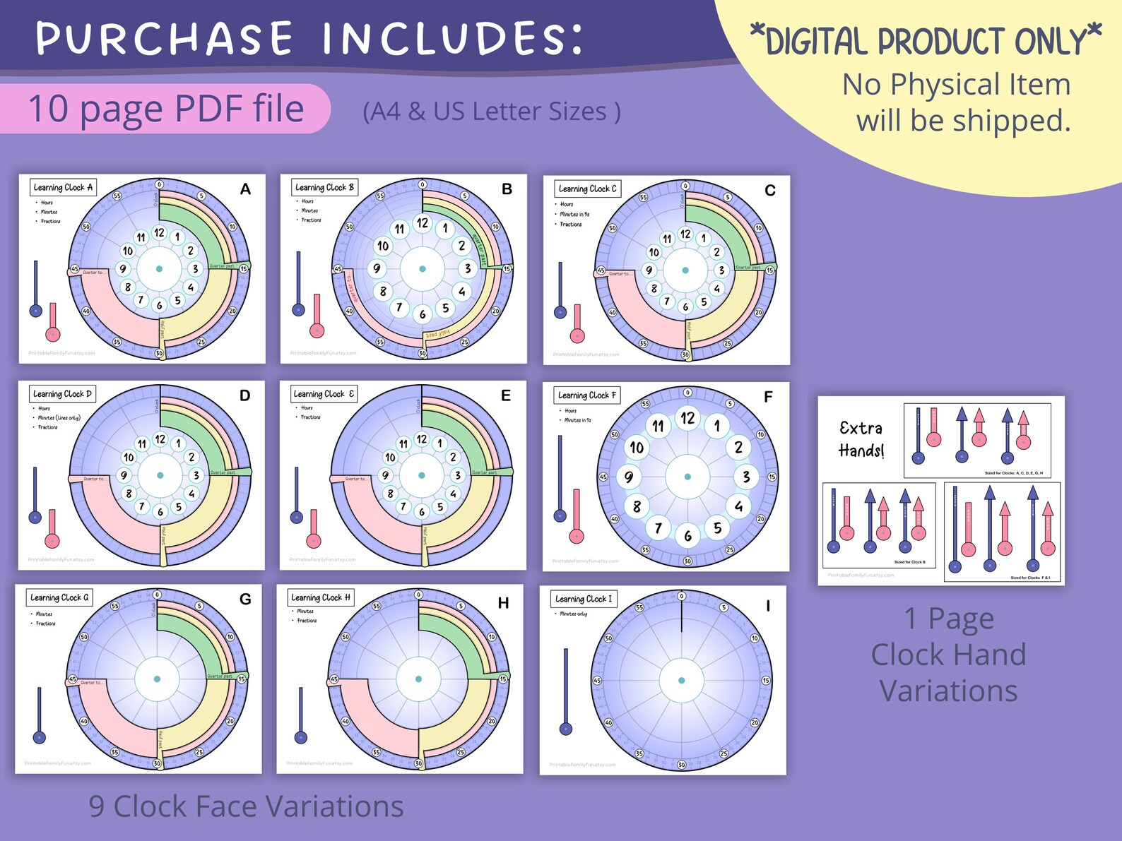 Learning Clock, Printable DIY Clock Toy for Telling Time, Homeschool ...