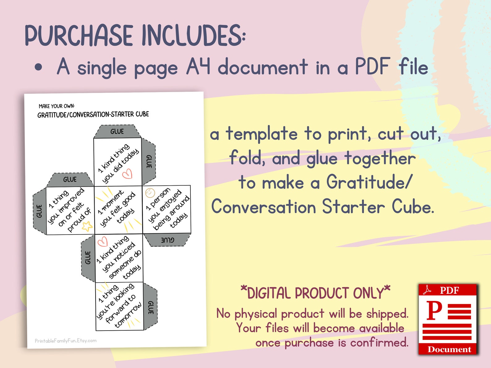 Conversation Starter, Gratitude Cube, After School Reconnection ...