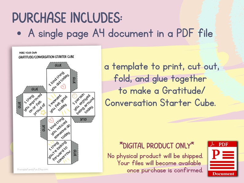 Conversation Starter, Gratitude Cube, After School Reconnection ...