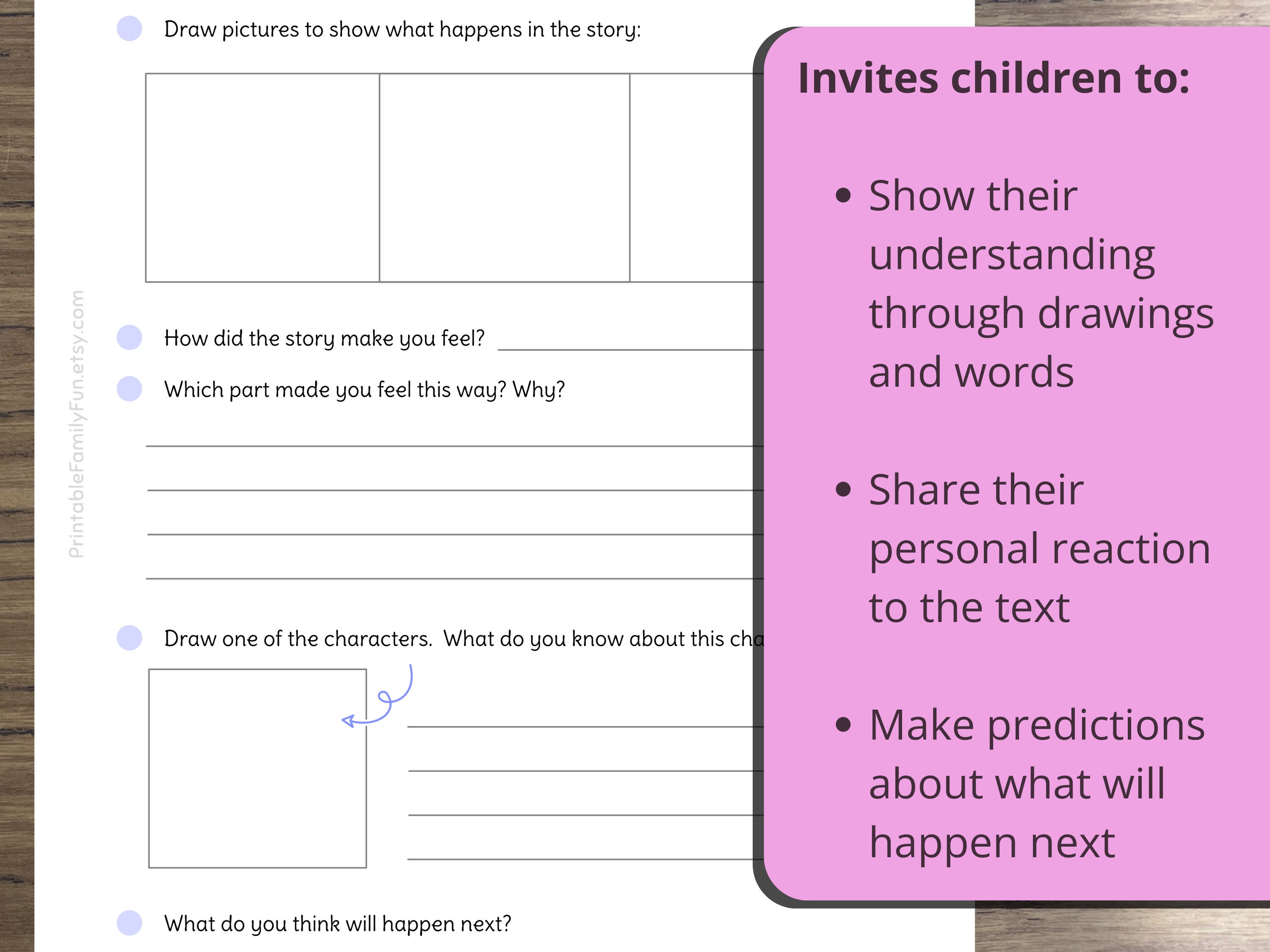 Reading Comprehension Worksheet, Printable Reading Journal, Kids ...