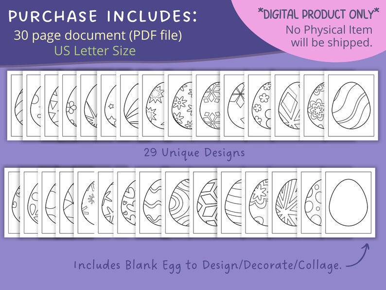 Jumbo Easter Egg Coloring Pages: Simple Toddler Craft Activity ...