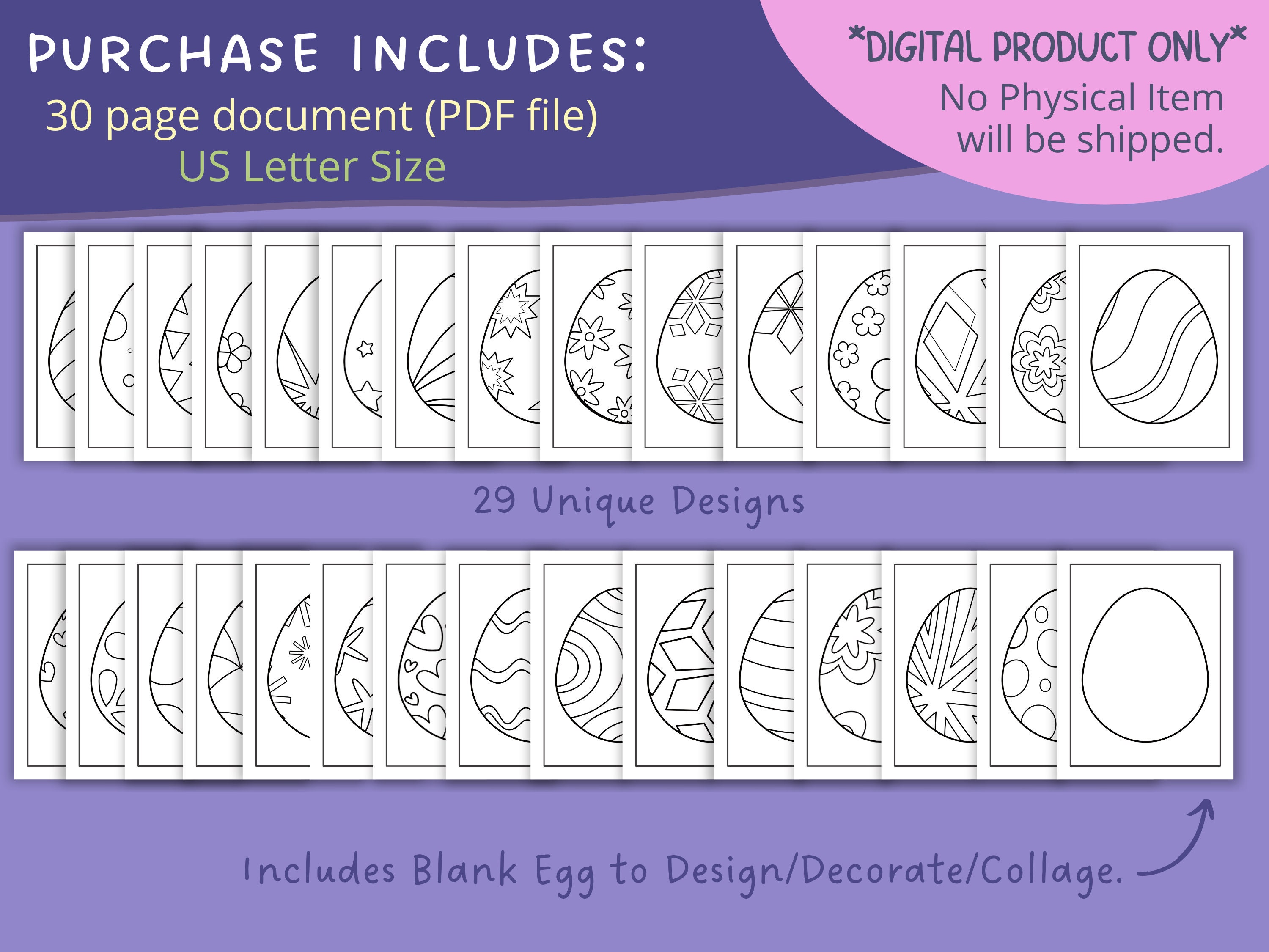 Jumbo Easter Egg Coloring Pages: Simple Toddler Craft Activity ...