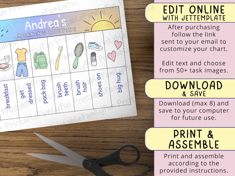 Editable Morning Routine Chart, Printable Folding / Flip Chart : Kids ...