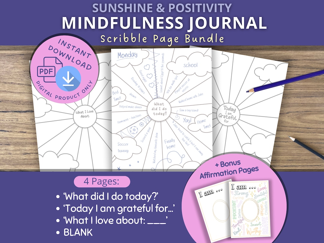 Mindfulness Journal, Printable Writing Prompts, Positivity Brain Dump ...